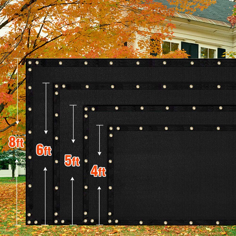 iCover 4x25ft Privacy Screen Fence, Garden Windscreen Mesh Shade Sail Net Barrier, Reinforced Bindings and Brass Grommets Cable Zip Ties Included,Black