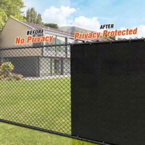 iCover 4x25ft Privacy Screen Fence, Garden Windscreen Mesh Shade Sail Net Barrier, Reinforced Bindings and Brass Grommets Cable Zip Ties Included,Black