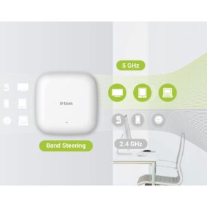 D-Link PoE Access Point WiFi 6 AX1800 Wave 2 Dual Band Wireless Internet Network Compact Design Wall Ceiling Mountable WiFi AC AP (DAP-X2810), White