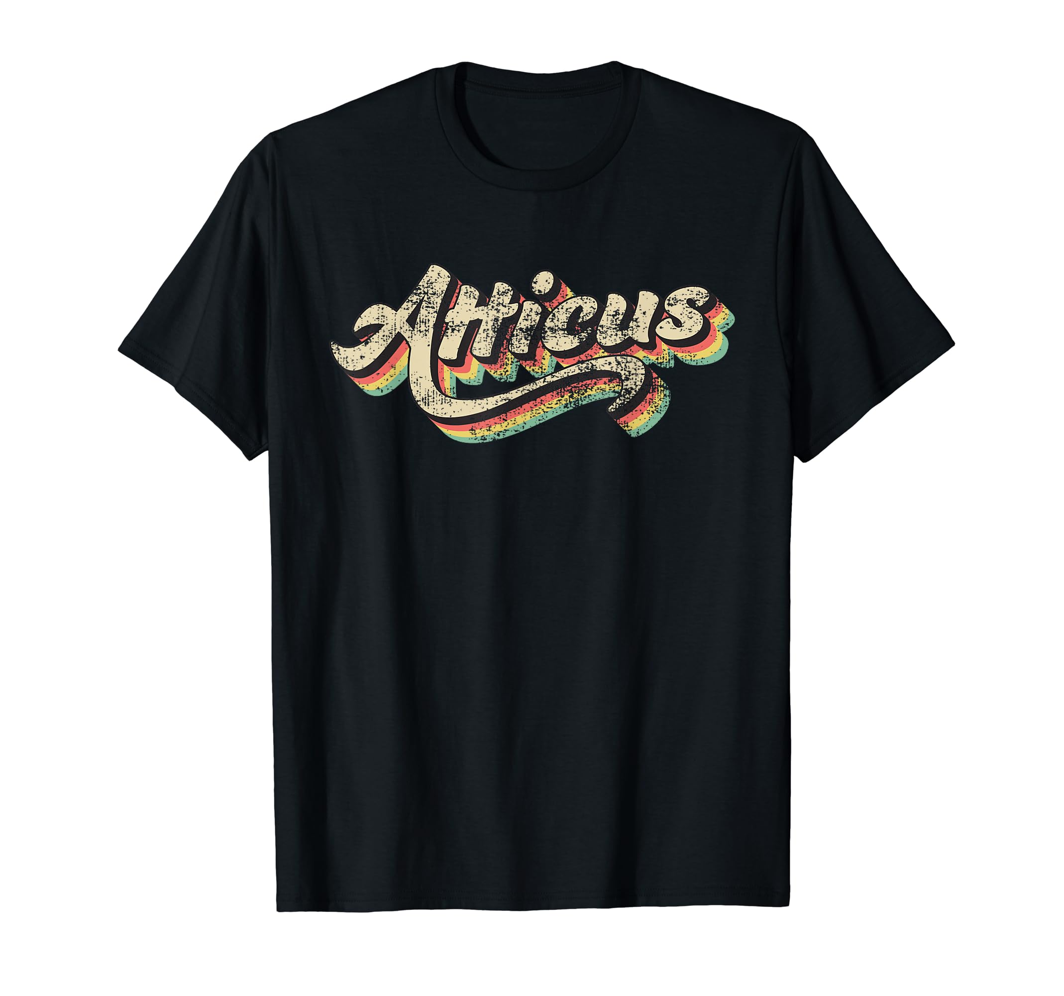 Atticus Name First or Family 70s Inspired Vintage Script T-Shirt