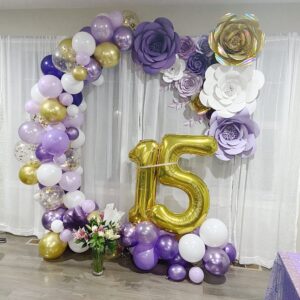 Kubert 141pcs Macaron Purple Wedding Balloon Garland White Chrome Silver Balloons Arch Kit Valentine's Day Anniversary Birthday Decor