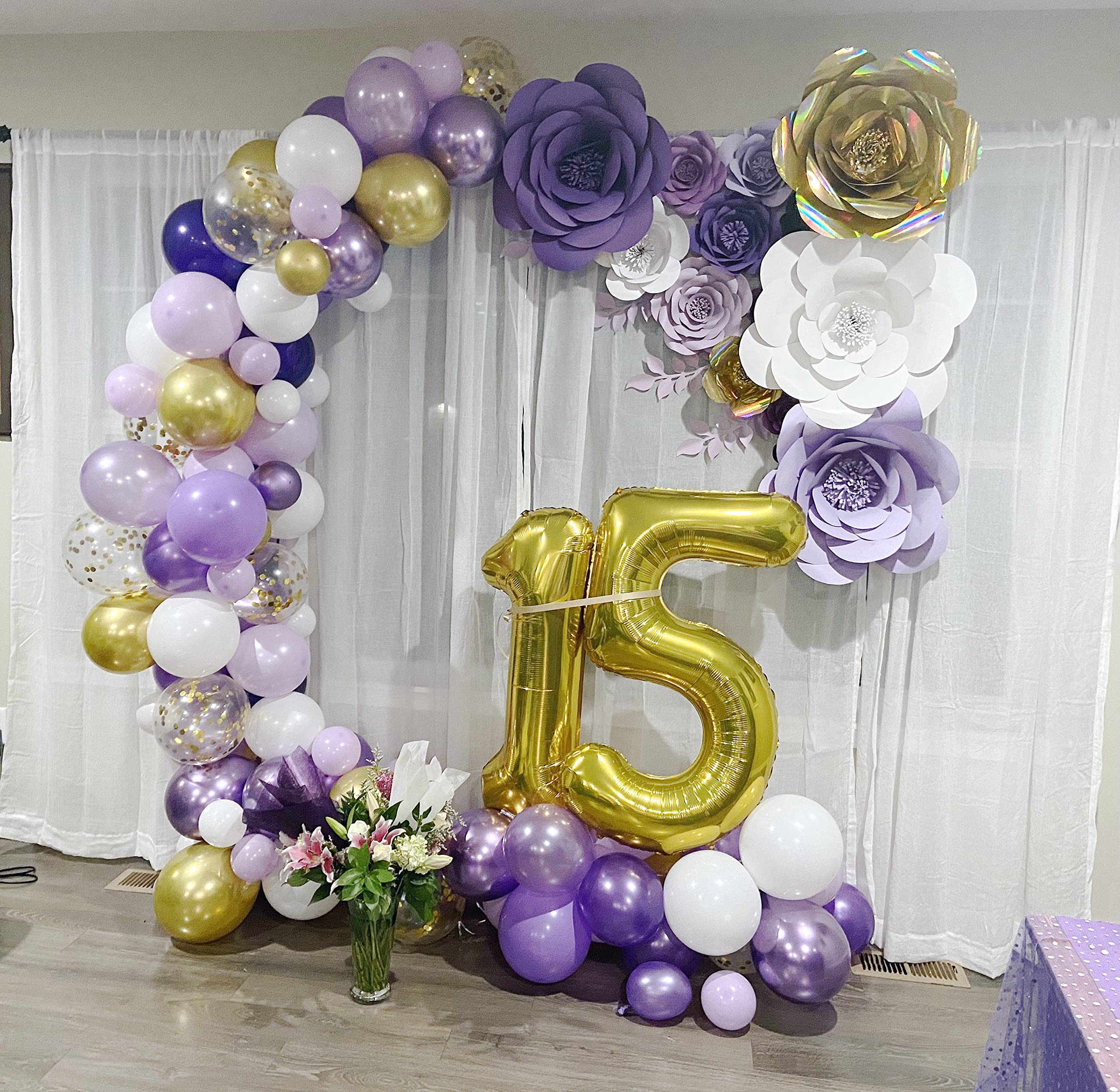 Kubert 141pcs Macaron Purple Wedding Balloon Garland White Chrome Silver Balloons Arch Kit Valentine's Day Anniversary Birthday Decor