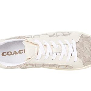 COACH Women's Non Tech Athletic Lowline Luxe Low Top sneaker in Signature Jacquard , Color Stone/Chalk, Size 7.5