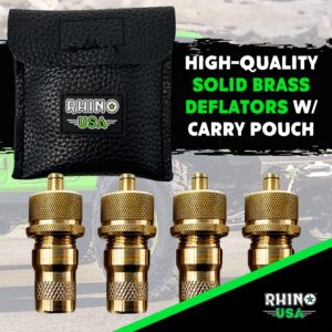 Rhino USA Adjustable Tire Deflators with Gauge (0-60psi) Calibrated & Automatic Tire Air Down Tool - Large 2" Easy Read Glow Dial & Solid Brass Hardware - Best Offroad Deflator for Jeep, Truck or ATV