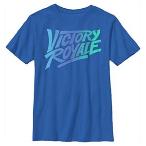 fortnite boys victory royale logo boy's solid crew tee t shirt, royal blue, large us