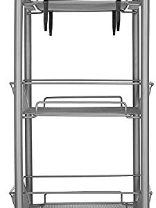 Urban Lifestyle 3 Tier Mesh All Purpose Utility Rolling Storage Cart, Silver