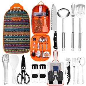 camping kitchen equipment camping cooking utensils set portable picnic cookware bag campfire barbecue appliances essential gadgets and accessories suitable for tent campers,