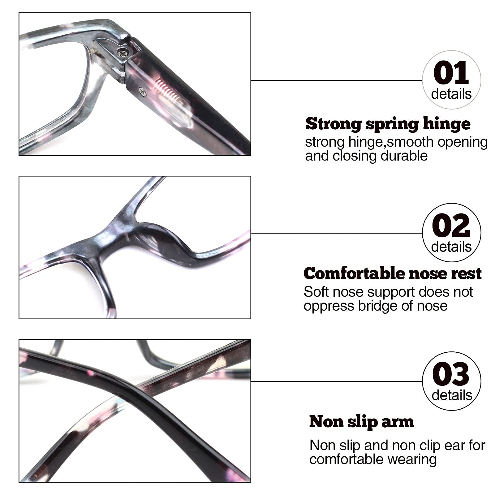 VIDEBLA 5 Pack Computer Reading Glasses Men and Women Anti Eyestrain Blue Light Blocking Glasses for Reading (5 Mix-2, 4.00)