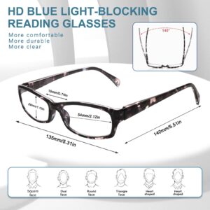 VIDEBLA 5 Pack Computer Reading Glasses Men and Women Anti Eyestrain Blue Light Blocking Glasses for Reading (5 Mix-2, 4.00)