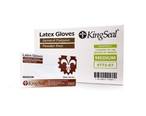 kingseal size large latex general purpose gloves, powder free, 4 mil, non-medical uses only - 1 box of 100 gloves by weight