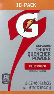 the gatorade company thirst quencher powder, 1.23oz packets, makes 16.9 fl oz (10 pack) (fruit punch)