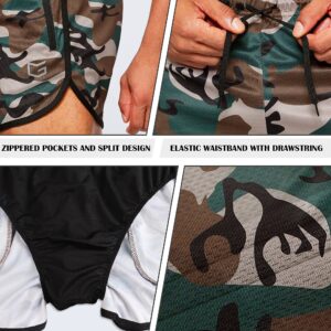 G Gradual Men's Running Shorts 3 Inch Quick Dry Gym Athletic Jogging Shorts with Zipper Pockets (Green Camo, Medium)