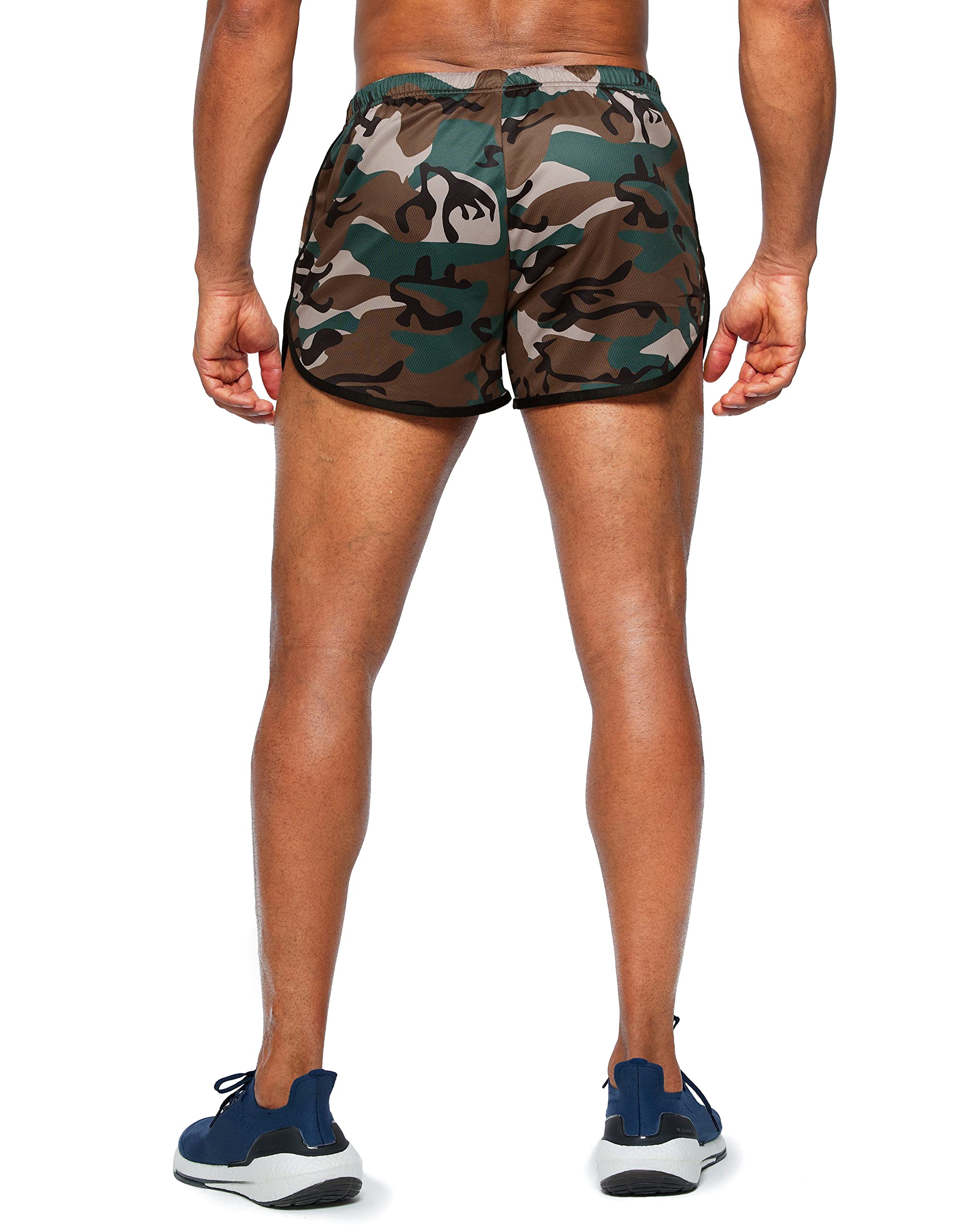 G Gradual Men's Running Shorts 3 Inch Quick Dry Gym Athletic Jogging Shorts with Zipper Pockets (Green Camo, Medium)