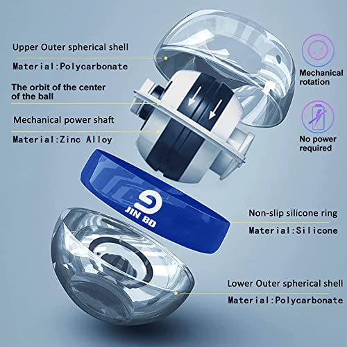 JIN BD Wrist Trainer Ball Auto-Start Strengthener Gyroscopic Forearm Exerciser Gyro for Strengthen Arms, Fingers, Bones and Muscles with LED light，blue