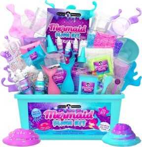 original stationery mermaid slime for girls, 35 pieces to make diy glow in the dark slime with glitter slime add ins, mermaid gifts for girls 9-12