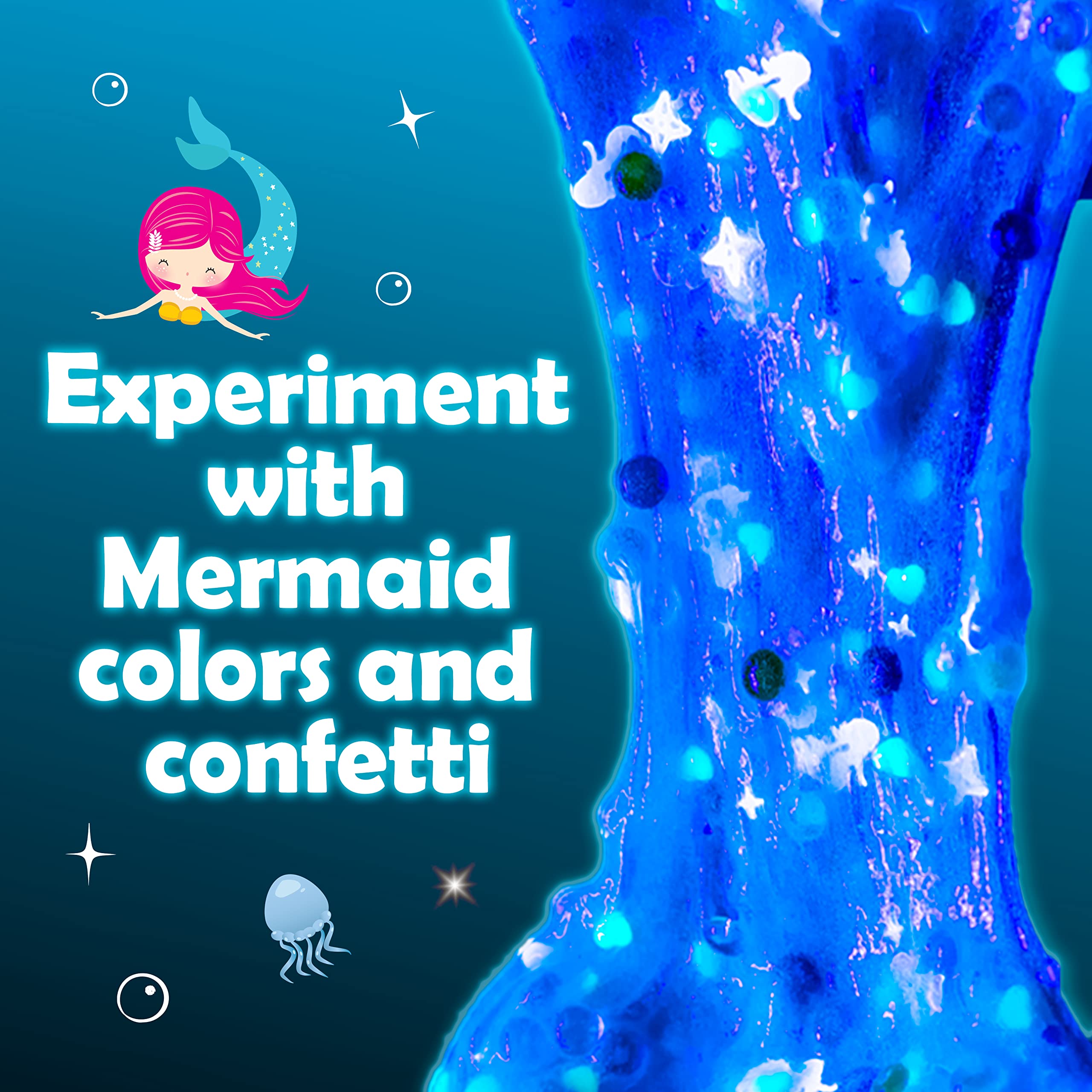 Original Stationery Mermaid Slime for Girls, 35 Pieces to Make DIY Glow in The Dark Slime with Glitter Slime Add Ins, Mermaid Gifts for Girls 9-12