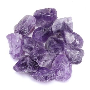 top plaza bulk amethyst healing crystals rough stones - large 1" natural raw stones crystal for reiki healing, wicca, witchcraft, tumbling, cabbing, fountain rocks, decoration, polishing 0.5lb