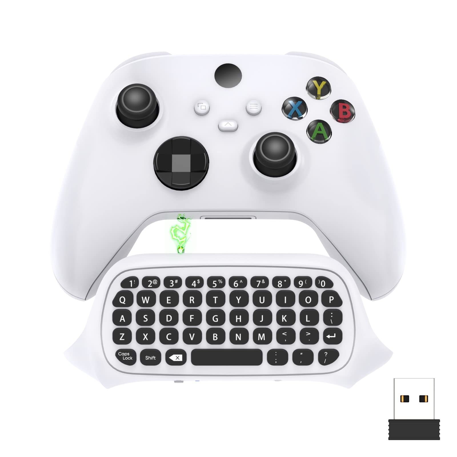 Controller Keyboard for Xbox Series X/S, Wireless 2.4G Ergonomic USB Gamepad Keypad QWERTY Chatpad with Audio and Headset Jack for Game Live Chat Compatiable with Xbox Series S/Series X/One/One S