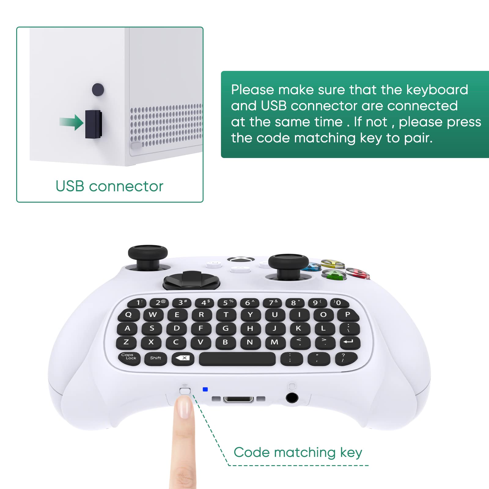 Controller Keyboard for Xbox Series X/S, Wireless 2.4G Ergonomic USB Gamepad Keypad QWERTY Chatpad with Audio and Headset Jack for Game Live Chat Compatiable with Xbox Series S/Series X/One/One S