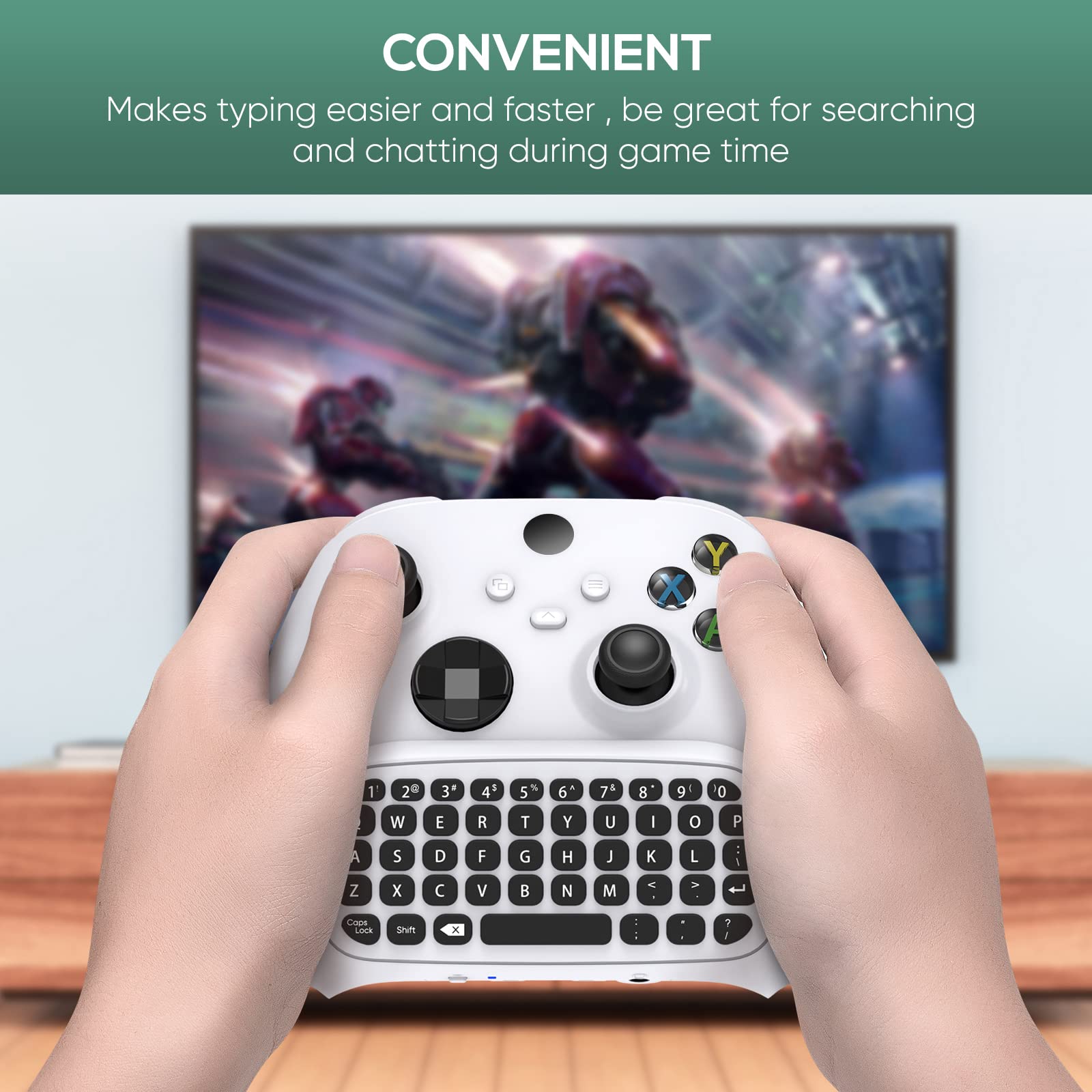 Controller Keyboard for Xbox Series X/S, Wireless 2.4G Ergonomic USB Gamepad Keypad QWERTY Chatpad with Audio and Headset Jack for Game Live Chat Compatiable with Xbox Series S/Series X/One/One S