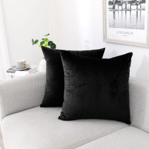 nini all decorative throw pillow covers velvet soft for couch sofa bedroom living room outdoor pack of 2 18x18 inch black