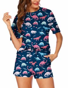 hotouch womens printed pajamas set soft lounge sets short sleeve tops and shorts 2 piece sleepwear pj sets