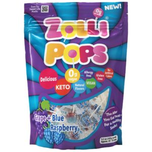 zollipops blue raspberry-grape duo pops - sugar-free, allergy-free, vegan, keto & diabetic friendly, clean teeth candy, blue-purple - a burst of blue raspberry and grape delight