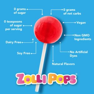 Zollipops Blue Raspberry-Grape Duo Pops - Sugar-Free, Allergy-Free, Vegan, KETO & Diabetic Friendly, Clean Teeth Candy, Blue-Purple - A Burst of Blue Raspberry and Grape Delight