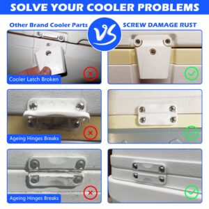 Cooler Hinge and Latch and Screws Kit, High Strength Cooler Latch Replacement Parts. Ice Chest Plastic Hinges, Latch Posts, and Screws, The Best Option for Repairing and Replacing Cooler Parts.