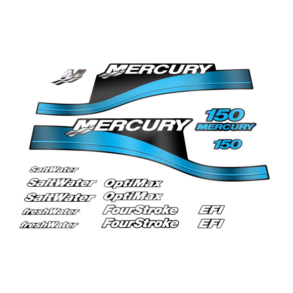 Mercury Outboards 150 (1999-2004) Blue Outboard Compatible Replacement Decal (Sticker) Set