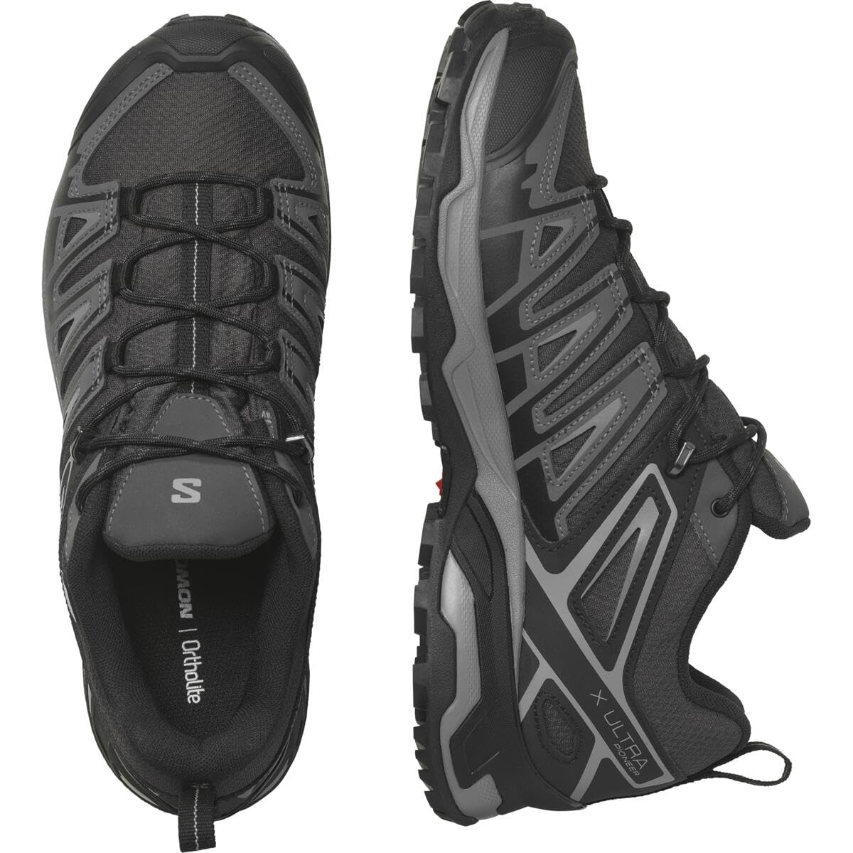 Salomon Men's X ULTRA PIONEER CLIMASALOMON™ WATERPROOF Hiking Shoes for Men, Black / Magnet / Bluesteel, 7