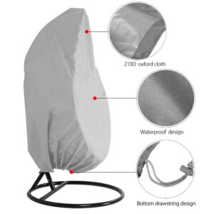 Patio Hanging Egg Chair Cover Heavy Duty Waterproof Patio Outdoor Wicker Swing Seat Cover Chair Garden Furniture Protective Cover UV Resistant 75 x 45inch (Grey)