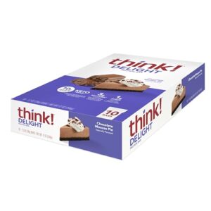 think! delight, keto protein bars, healthy low carb, gluten free snack - chocolate mousse pie, 10 count (packaging may vary)