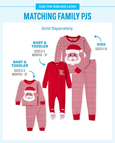 The Children's Place baby girls Family Matching Christmas Holiday Sets, Snug Fit 100% Cotton, Pajama Set, Santa Stripe, 8 US