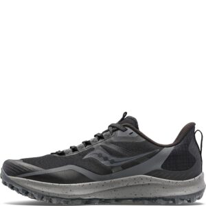 saucony womens peregrine 12 running shoe, black/charcoal, 8.5 us