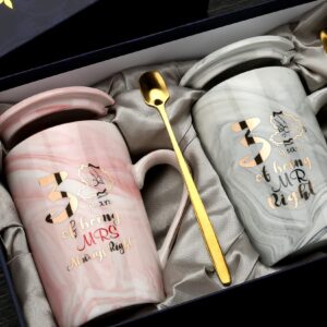 Sovyime 30 Years of Being Mr Right and Mrs Always Right Wedding Marriage Anniversary Cup for Couple Ceramic Marble Coffee Mugs - 14 Oz (30th Anniversary)