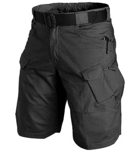 autiwitua men's waterproof tactical shorts outdoor cargo shorts, lightweight quick dry breathable hiking fishing cargo shorts black