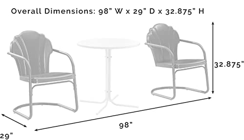 Crosley Furniture KO10010BL Tulip 3-Piece Outdoor Metal Bistro Set, Pastel Blue Satin