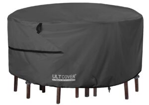 ultcover round patio furniture cover - outdoor waterproof table with chair set cover 108 inch, black