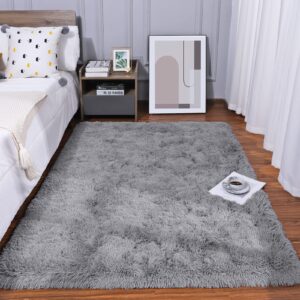 kelarea super soft shaggy rug fluffy bedroom carpets, 3x5 feet grey, modern indoor fuzzy plush area rugs for living room dorm home decorative kids girls children's floor rugs