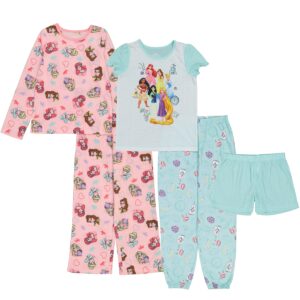 disney girls' princess 5-piece loose-fit pajamas set, once upon a time, 4