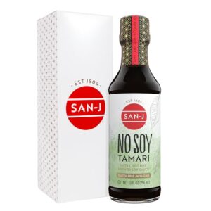 san-j - no soy tamari - specially brewed soy sauce alternative - 10 oz. bottle