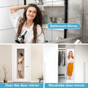 SLDIYWOW Wall Mirror Full Length, 4Pcs Full Body Mirror for Bedroom, Safety Unbreakable Mirror Great for Baby Kids Toddler, Full Body Mirror Tiles for Bedroom, Home Gym, Living Room