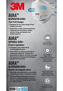 3M Aura Particulate Respirator 9205+ N95, Lightweight, Three Panel Designed Respirator Helps Provide Comfortable And Convenient Respiratory Protection, 10-Pack