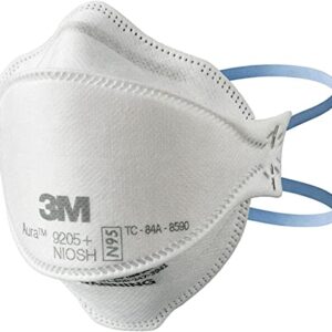 3M Aura Particulate Respirator 9205+ N95, Lightweight, 3 Panel Designed Helps Provide Comfortable and Convenient Respiratory Protection, 3-Pack