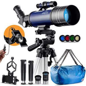 maxlapter telescopes for astronomy, 16x-201x high magnification telescopes for astronomy beginners,70mm aperture 400mm az telescopes with fmc optics for kids adults with backpack,phone adapter,tripod