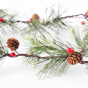 PROWREATH Christmas Smokey Pine Garland, 6ft Natural Rustic Christmas Garland with Lights, Ideal for Decorating Rooms, Fireplaces, Chandeliers, Stairs…