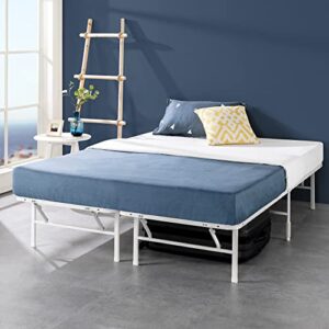 zinus smartbase tool-free assembly mattress foundation / 14 inch metal platform bed frame / no box spring needed / sturdy steel frame / underbed storage, white, queen