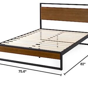 ZINUS Suzanne 44 Inch Bamboo and Metal Platform Bed Frame / Solid Steel Construction / No Box Spring Needed / Wood Slat Support / Easy Assembly, Chestnut Brown, King