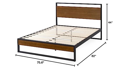 ZINUS Suzanne 44 Inch Bamboo and Metal Platform Bed Frame / Solid Steel Construction / No Box Spring Needed / Wood Slat Support / Easy Assembly, Chestnut Brown, King